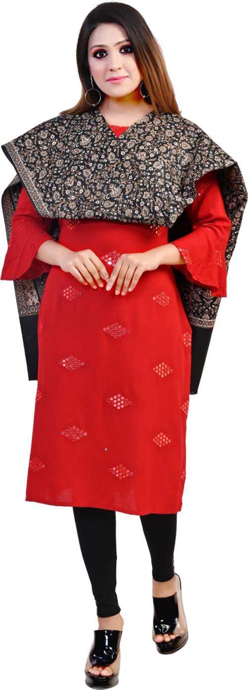 Buy FusFus Women Multicolor Self Design Wool Shawl - Free Size Online ...