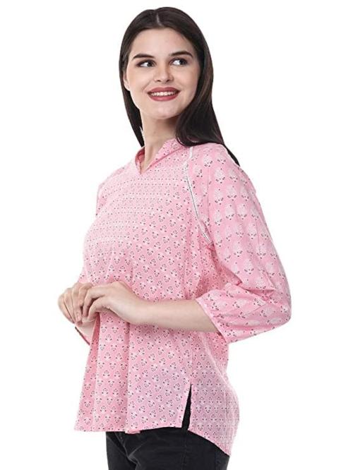 Buy MEERA S FASHION Women's Pink Color Solid Regular Cotton Top Ethnic ...