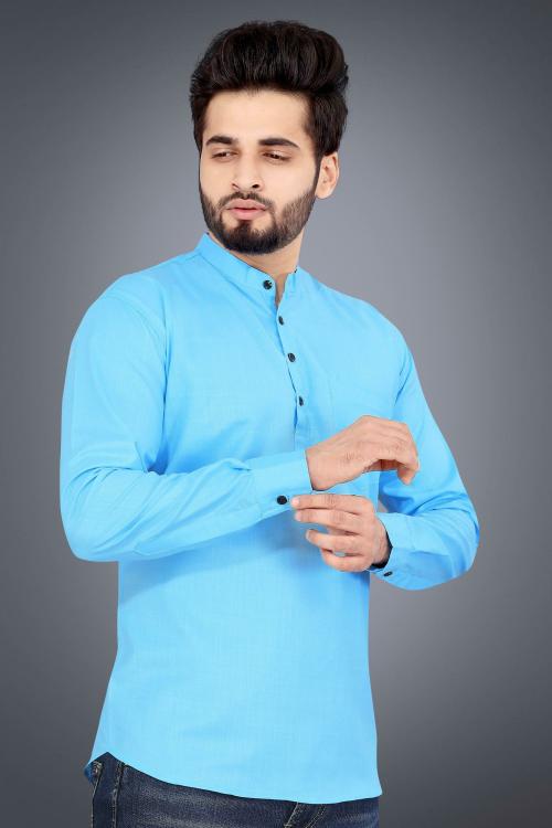 Buy SOPANI Men Solid Straight Kurta (Light Blue) Online at Best Prices in India - JioMart.