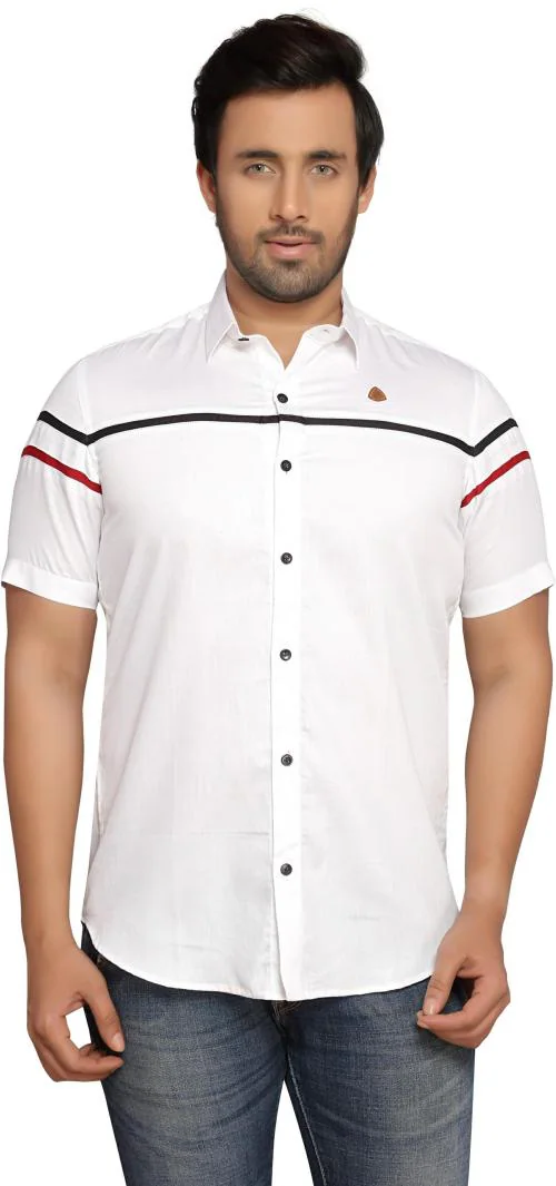 Buy PP SHIRTS Men White Solid Cotton Blend Spread Casual Shirt (6Xl ...