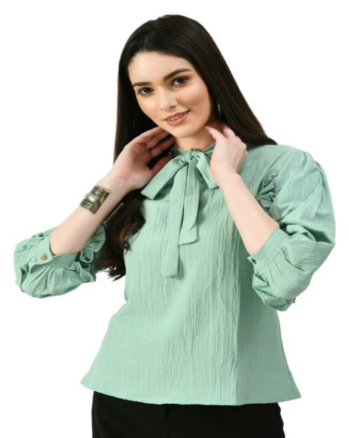 Buy Altiven Women's Top/Shirt with victorian Neck Design 3/4 Sleeve ...