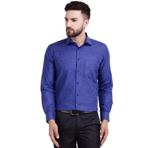 Buy Cotstyle Men Royal Blue Self Design Luthai Supima Mercerised Cotton ...
