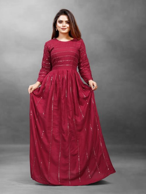 Buy Aika Women's Rayon Mirror Work Readymade Gown Online at Best Prices in India - JioMart.