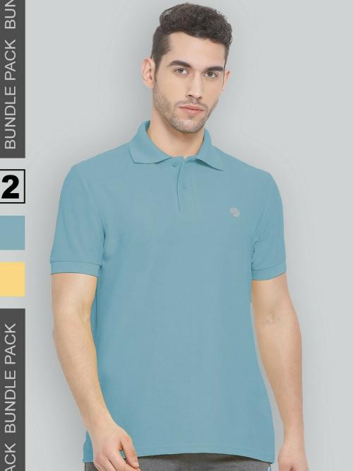 Buy Lux Nitro Combo Pack Polo T-shirt For Men-Adriatic Blue & Lemon ...