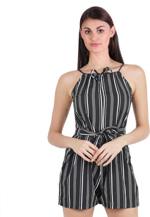 Buy Dhong Women Black Striped Crepe Jumpsuit (L) Online at Best Prices in India - JioMart.