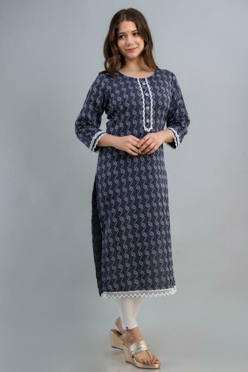 Buy Namdev Women Printed Straight Kurta (Dark Blue) Online at Best Prices in India - JioMart.