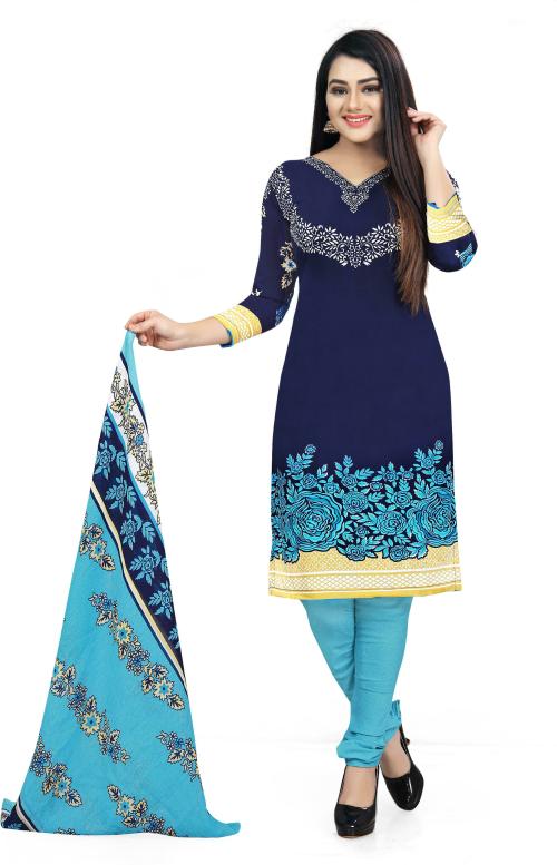 Buy GEE NEXT CREATION BELIEVING IN NEXT Women Dark Blue Floral Crepe Single Unstitched Dress ...