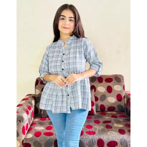 Buy gulguli Western Cotton 3/4 Sleeves Round Neck Shirt Style Top for Women and Girls Online at ...