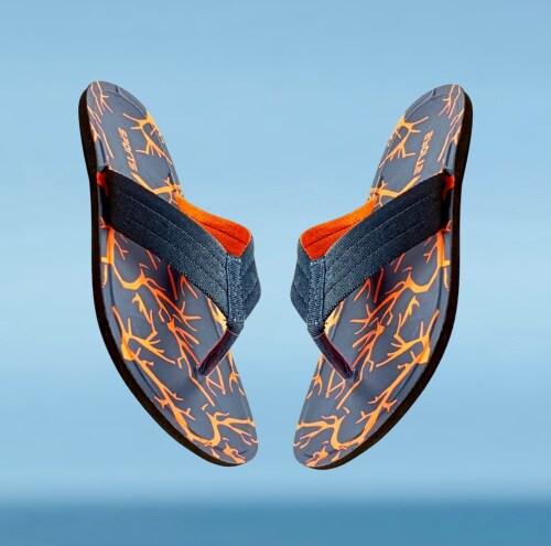 Buy Genial Men's Orange Synthetic Leather Casual Flip Flops & Slippers Online at Best Prices in ...