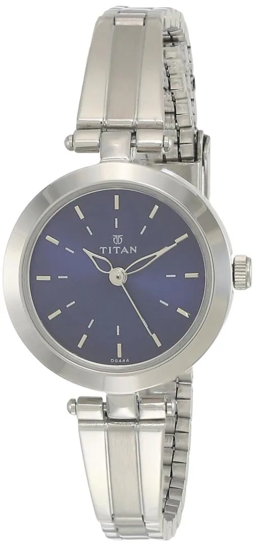 Buy Titan Analog Dial Blue Band Silver Watch-Nl2574Sm01 For Womens ...
