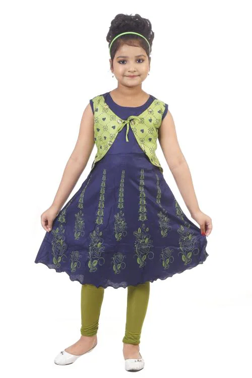 Buy Burbn girls navy kurti leggings set Online at Best Prices in India ...