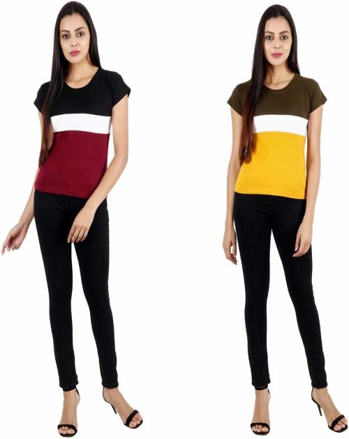 Buy TUSI Solid WomenRound Neck T Shirt Online at Best Prices in India ...