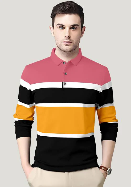 Buy GESPO Color Block Peach Casual T-Shirt Online at Best Prices in ...
