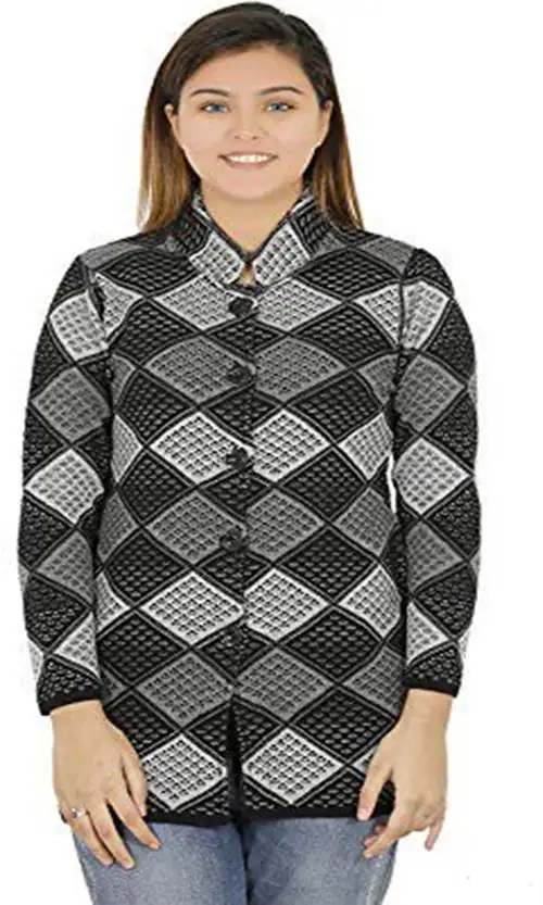 Buy MANERA Colorblock Collared Neck Casual Women Woolen Sweater (Black ...