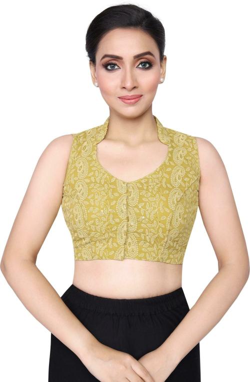 Buy RENE Women Green Woven Design 100% Cotton Blouse Online at Best ...