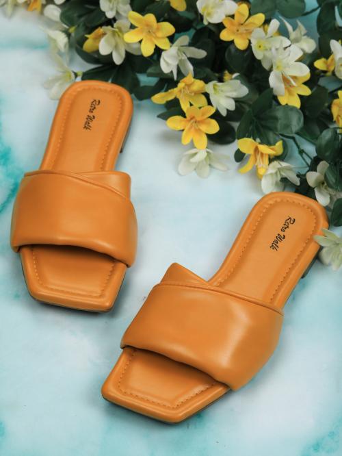 Buy RetroWalk Mustard stylist Flat Sandals for Women Online at Best ...