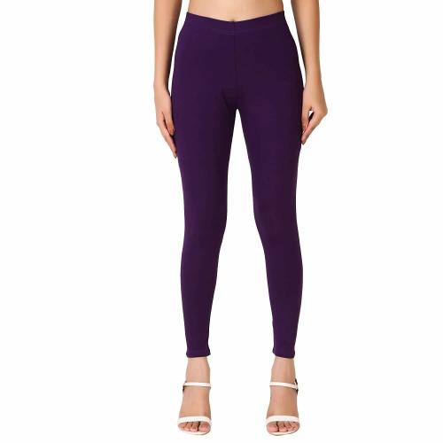Buy Co Colors Women Plum Solid Cotton Ankle Length Leggings Online at Best Prices in India ...