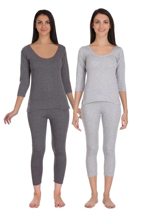 Buy Selfcare Women 3/4th Sleeve Self Design Polycotton Multicolor 2 Thermal Sets - SW0365 Online ...