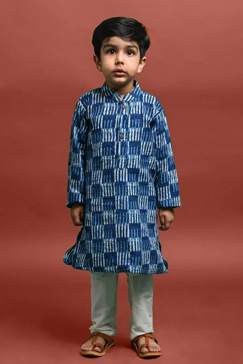 Buy Vesham Boys Blue Printed Pure Cotton Single Ethnic Sets Online at ...