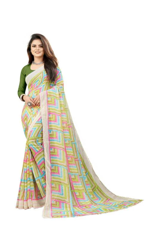 Buy NOPSE Women's Georgette Designer Printed Saree (Satrangi-SQ-Light ...