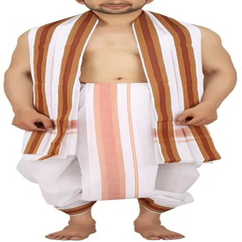 Buy PRAKASAM COTTON COTTON Men's Cotton Dhoti and Angavastram set ...
