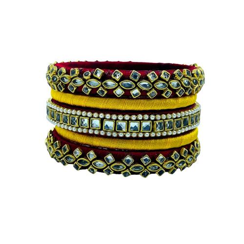 Buy Yaalz Women, Girls And Babies MultiColour Silk Thread Bangles (Pack ...