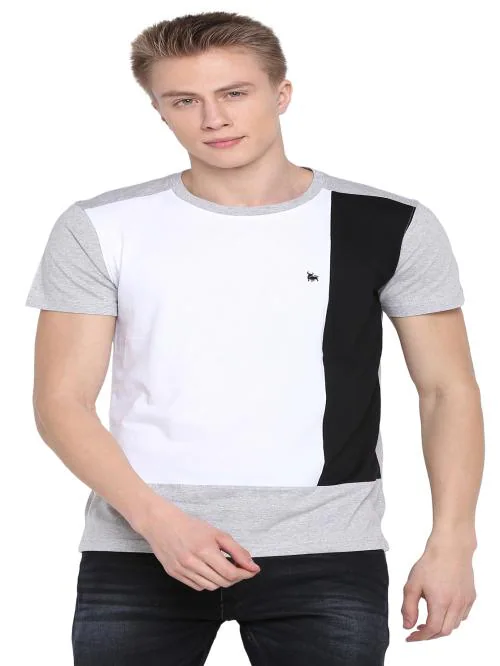 Buy BULLMER Multicolor Halfl sleeve Single Colorblock Round Neck T ...
