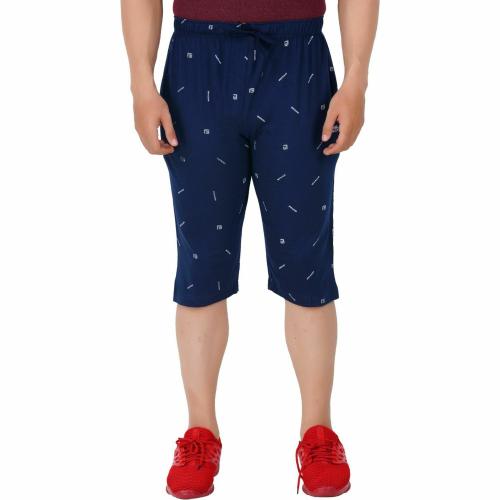 Buy Feel Track Men Blue Printed Pure Cotton Three Fourths Short (3Xl ...