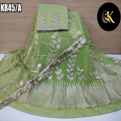 Buy PREET Premium Quality Women's Half Pure Barik Ribine Work Lehenga ...