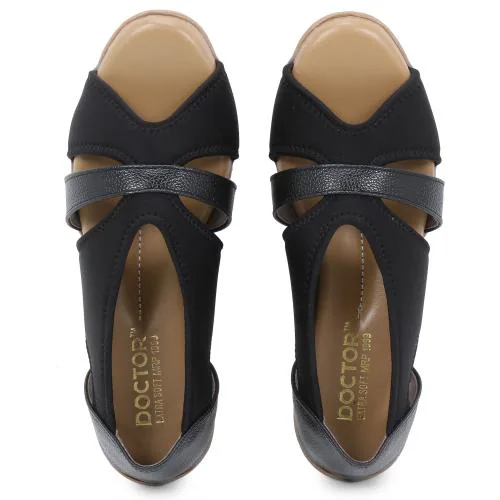 Buy DOCTOR EXTRA SOFT Women's Black Ortho Sandals Orthopaedic Diabetic ...