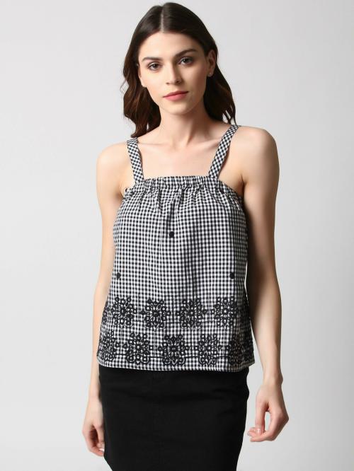 Buy Rare Women Black Checkered Top Online at Best Prices in India ...