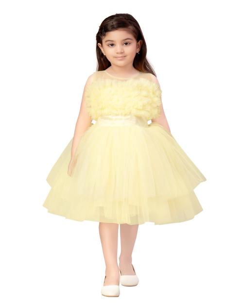 Buy Aarika Girls Lemon Round Neck Solid Frock Online at Best Prices in ...