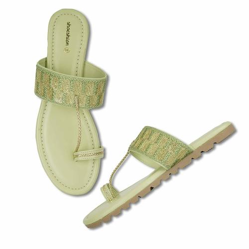 Buy Shoeshion Women's Embroidered Slip On Flip Flop Ethnic Flats ...