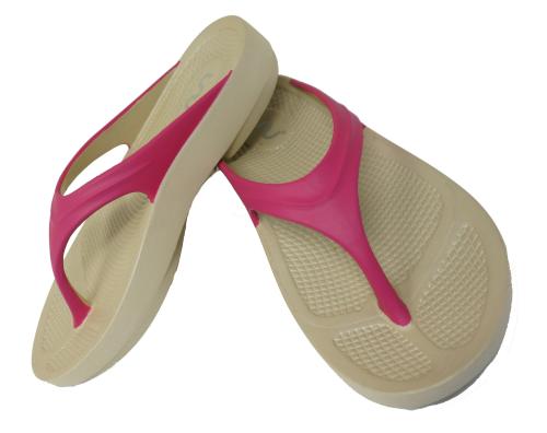 Buy Doubleu Classic V Shape Beige+Fuchsia Flip Flop Women Online at ...