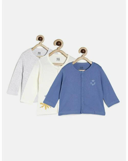 Buy MINI KLUB New Born Boys Multi Cotton Front Open Vest Online at Best ...