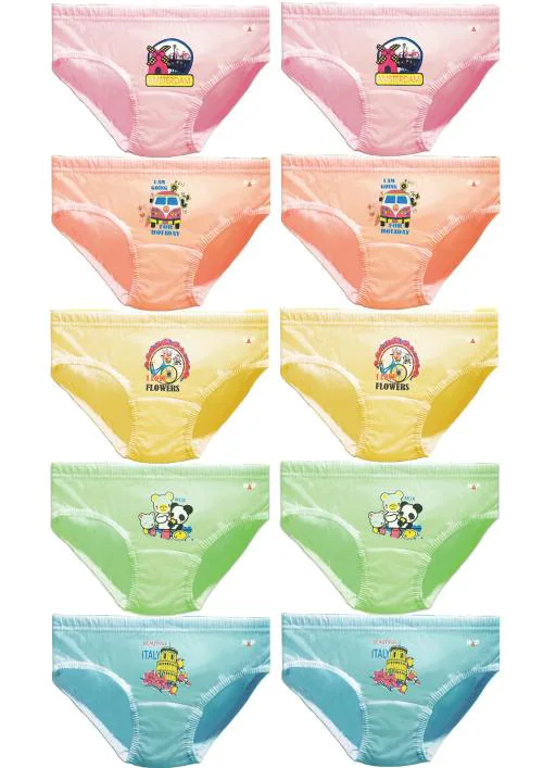 Buy Hap Girls Multicolor 100 Percent Cotton Printed Pack Of 10 Panty ...