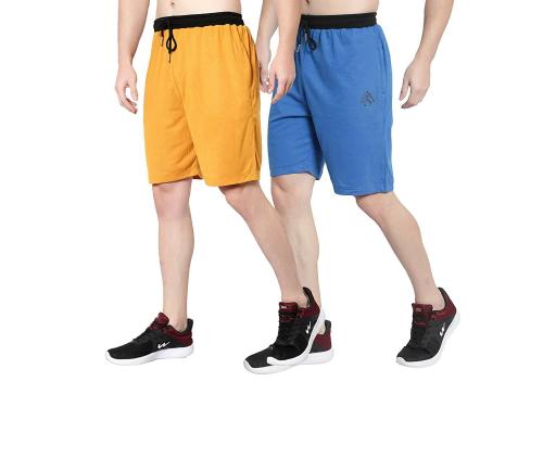 Buy 00RA WITH AS LOGO Men Mustard, Blue Pack Of 2 Sports Shorts Online ...