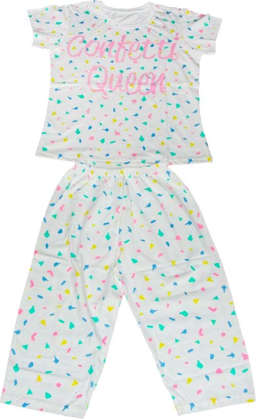 Buy rayie collection Girls White Printed Cotton Blend Nightsuit (15-16 ...
