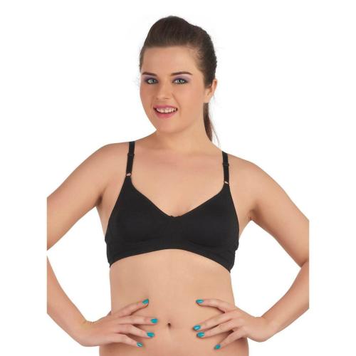 Buy SOIE- Black Semi/Medium Coverage Encircle Non Padded Non Wired Cotton Bra-Black-36D Online ...