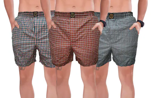 Buy RJ Craze Cotton Check Boxer for Men's, 2 Side Pockets (Pack of ...