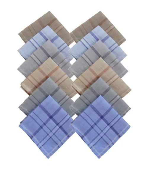 Buy S4S 100% Cotton Pack of 12 Handkerchiefs Hanky For Men, Light ...