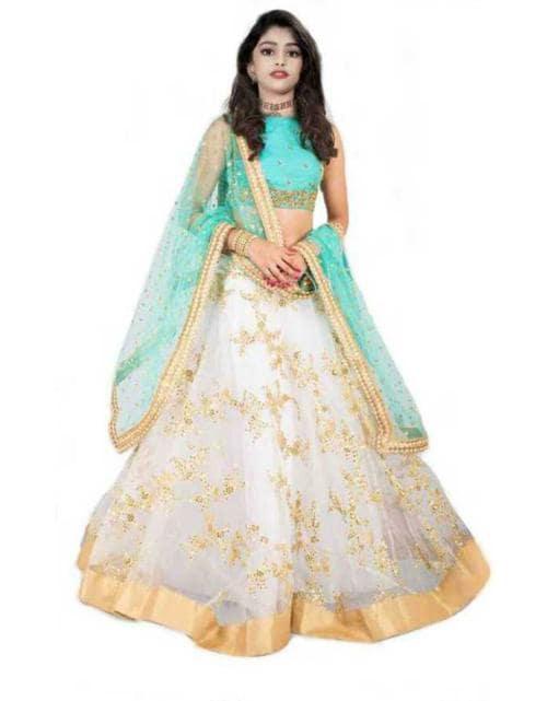 Buy Piludi Girls Gold Embroidered Art Silk Lehenga & Choli | Girls ...
