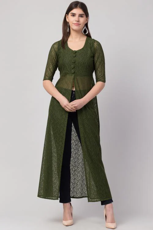 Buy Lilyn Women A-line Dark Green Dress Online at Best Prices in India ...