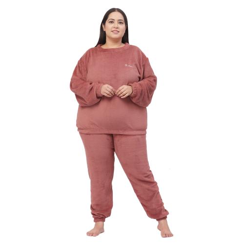 Buy Klotthe Women Rust Wool Blend Solid Night Suit Online at Best ...