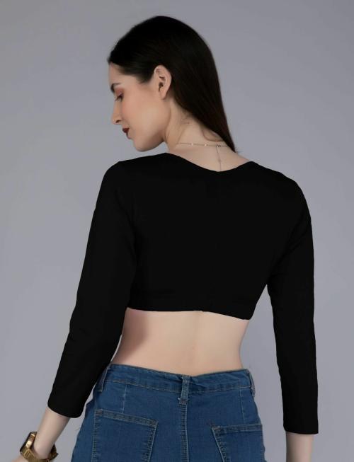 Buy AD2CART VA4270Women Deep Square Neck 3/4 Sleeve Crop Top For Womens ...