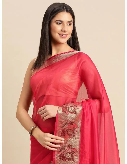 Buy Indian Women Women Cotton SilkTop Dyed Silk Red Color Saree With ...