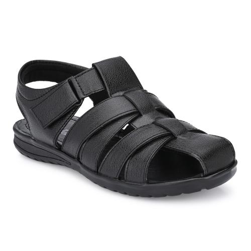 Buy WoYaK Black Velcro Synthetic Roman Sandal For Men Online at Best ...