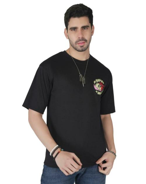 Buy Gritstones Men Black Oversized "No Worries" & No Hurries T-Shirt ...