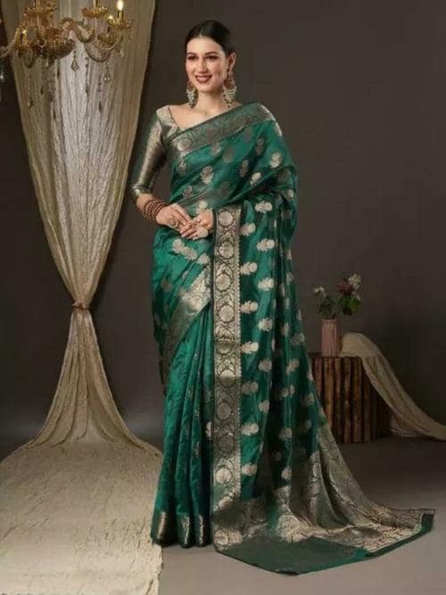 Buy WELCRON CREATION Women's Silk Zari Butta Work Wedding & Festive ...