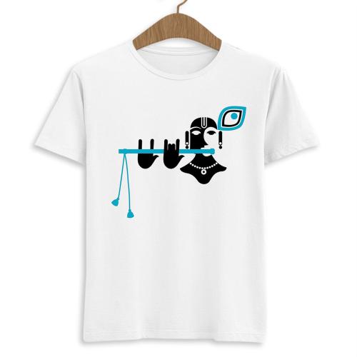 Buy Komy Polyester Fabric White Color Lord Krishna, Kanha Ji, Krishna ...